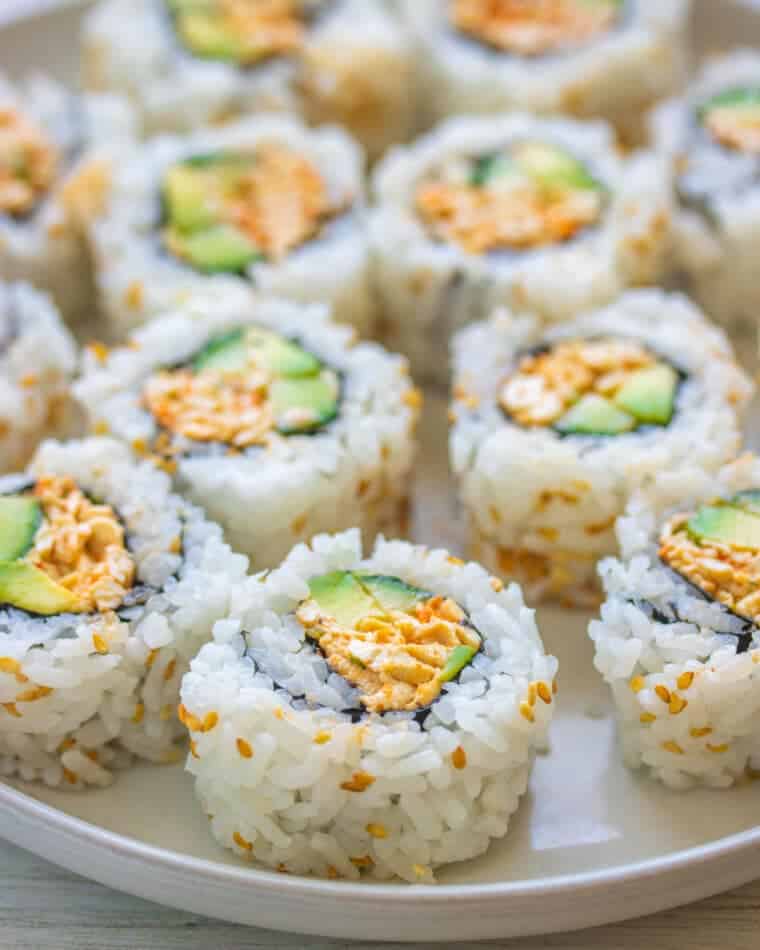 Vegan California Roll (Spicy Tofu Crab Salad) - Sarah's Vegan Kitchen
